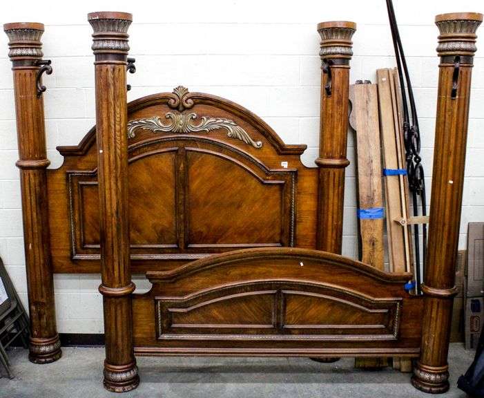 Michael Amini Cherry Regency style bed - head and foot boards and side ...