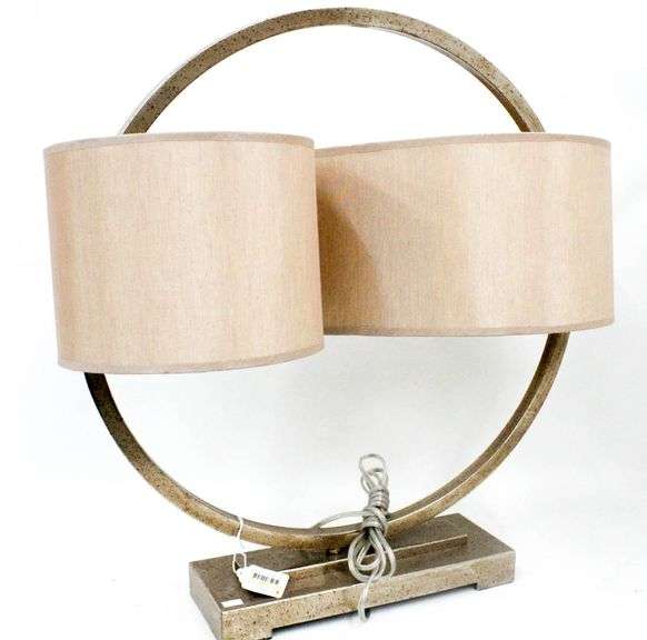 Mid-century modern style Circle table lamp with "S" Rolled shade - 24 x ...