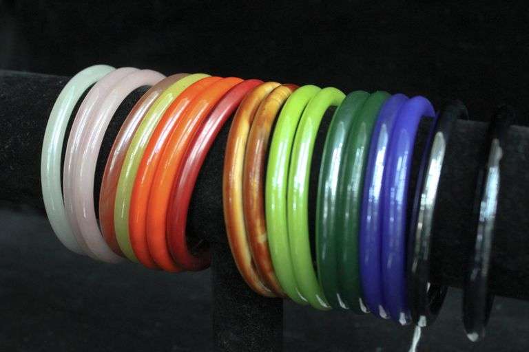 Collection of glass Bangles in a rainbow of colors - Bunting Online ...