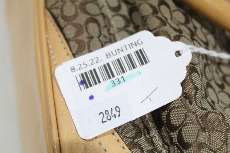 Coach Label Zippered Tote Handbag with Pink Lining - Bunting Online ...