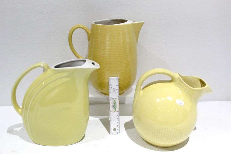 Vintage Pottery Pitchers including Hall Pottery Yellow Pitcher ...
