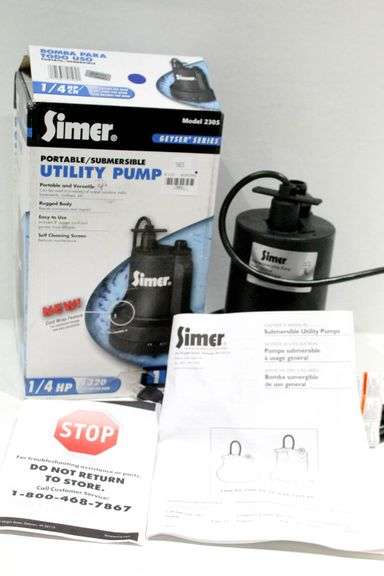 Portable Submersible Utility Pump Model 2305 by Simer T2 U - Bunting ...