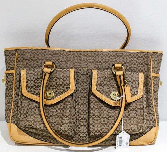 Coach Label Zippered Tote Handbag with Pink Lining - Bunting Online ...