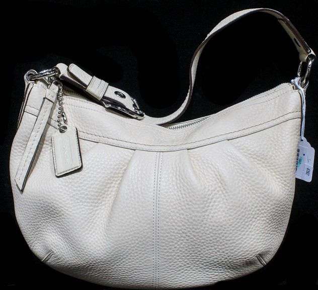 Coach Label Pebbled Leather Hobo Handbag - Bunting Online Auctions