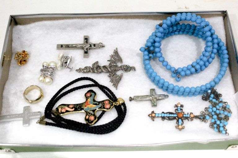 Detailed Crucifix and Crosses. One cross has a peg at the bottom that ...