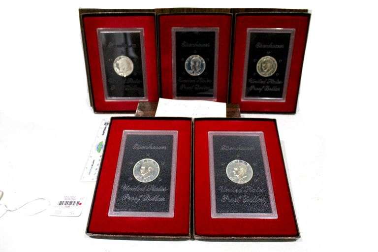 Eisenhower dollar ( Ike ) proof sets , 4x 1974 and 1x 1971 , 5 Items ...