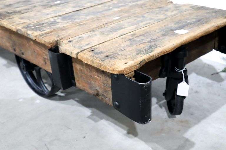 Vintage Nutting Rocker Railroad Cart with Iron Casters - 26 x 55 x 15 ...