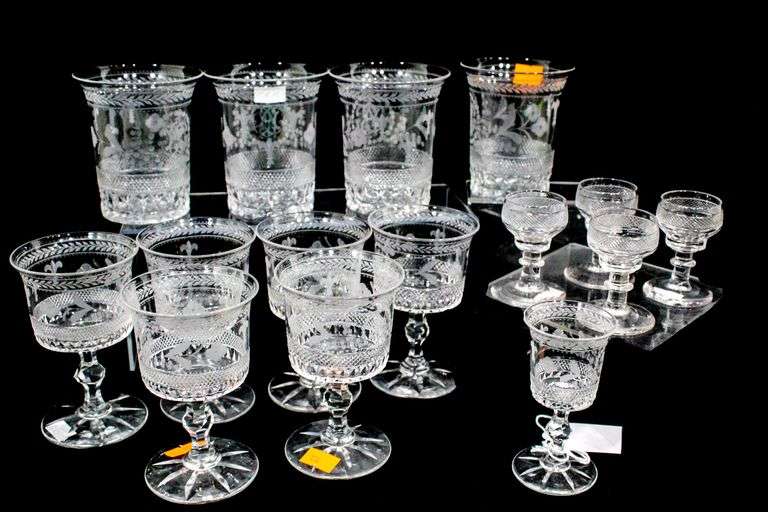 Vintage Louis XIV Pattern Cut Crystal Glass Stem ware Made by Hawkes ...