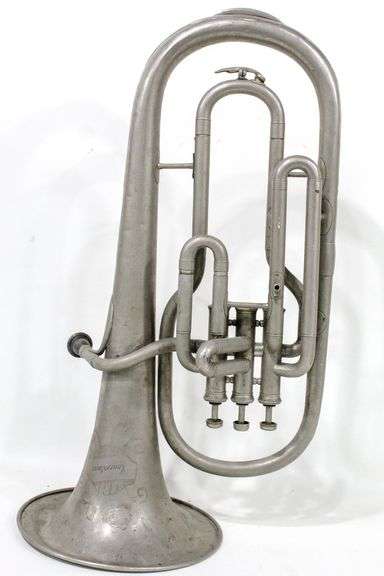 Silver Baritone Horn , Marked Concertone , Has mouthpiece , Note ...