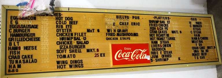 Vintage Coca-Cola Sponsored Restaurant Menu Letter Board (With Letters ...