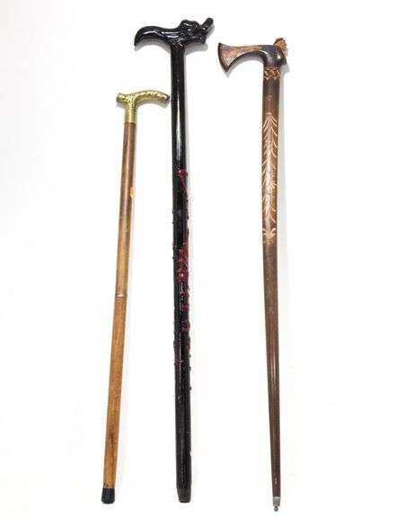 Walking Stick Collection: Shepherd's Axe with detailed carvings - and ...