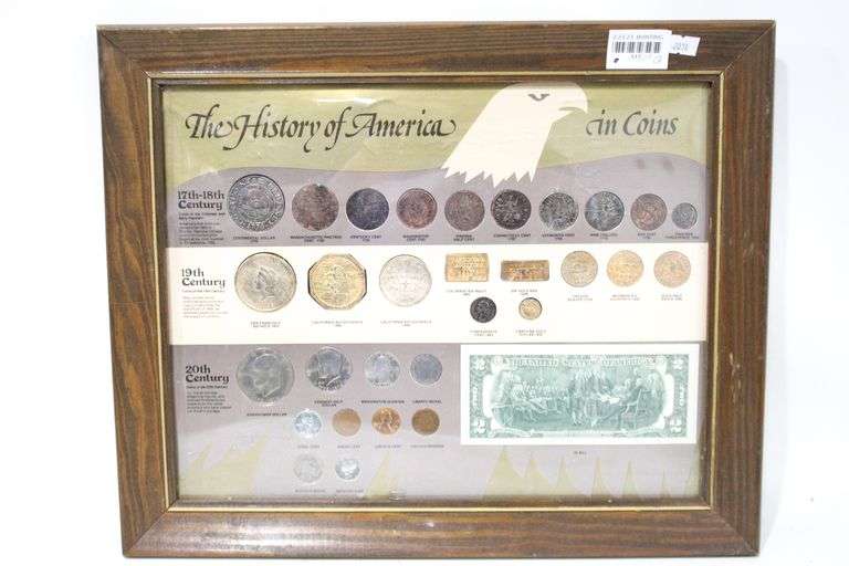 History of America in Coins , Framed , Contains Replica Gold coinage ...