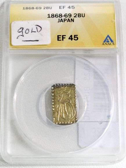 Japanese Gold Coin , 1868 - 69 2 BU , EF 45 , ANACS Authenticated , in ...