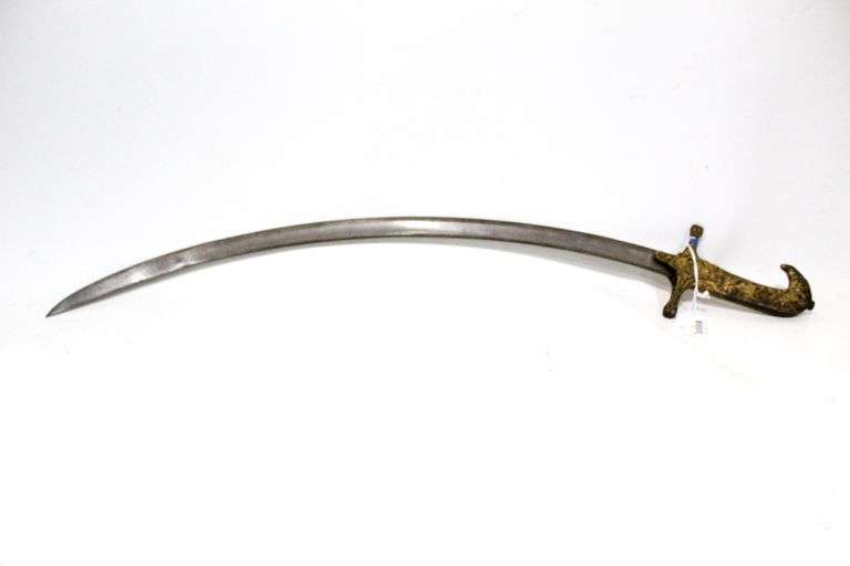 Vintage scimitar with ornate metal handle; blade is approx. 26 inches ...