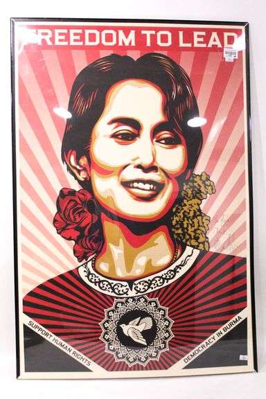 Shepard Fairey - Autographed Signed Work - Freedom to Lead - Daw Aung ...