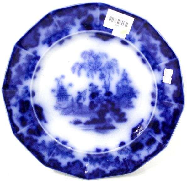 Antique Flow Blue Scinde Platter Oriental Stone J & G Alcock - 11" Dia ...