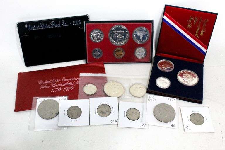 Coin Collection , Includes 1976 Proof and Silver Uncirculated sets ...