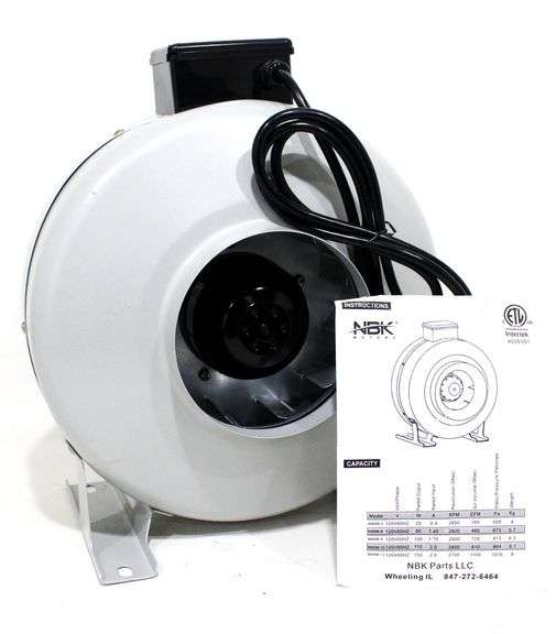 NBK Motors 6" Inline Fan Model NBKM-6 T5 U - Bunting Online Auctions