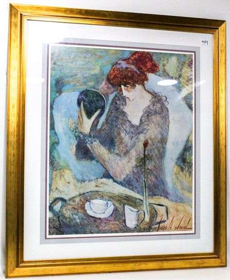 Barbara A. Wood - Signed Work - Rosebud Lady with Mirror Portrait ...