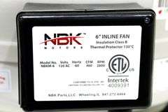 NBK Motors 6" Inline Fan Model NBKM-6 T5 U - Bunting Online Auctions