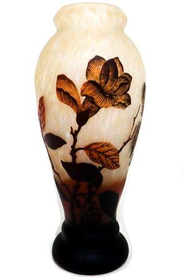 Emile Gallé Reproduction Floral Glass Vase - 11 x 4 - Bunting Online ...