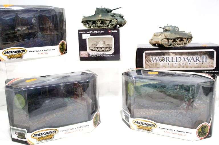 WWII Collectible Model Tanks by Matchbox, Corgi, and Other - Five Tanks ...