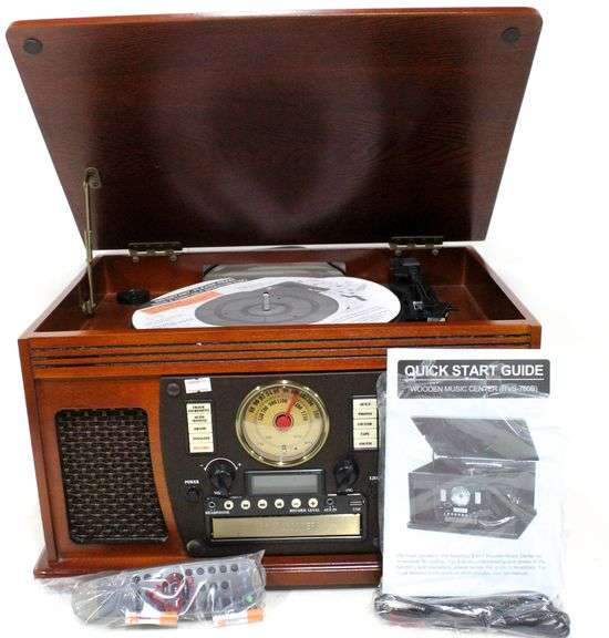 Wooden Music Center with Bluetooth and Recordable CD Player / USB ...