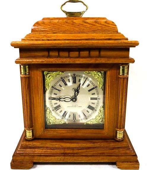Elgin Quartz Westminster Chime Mantel Wood Clock - Battery Clock - 16 x ...