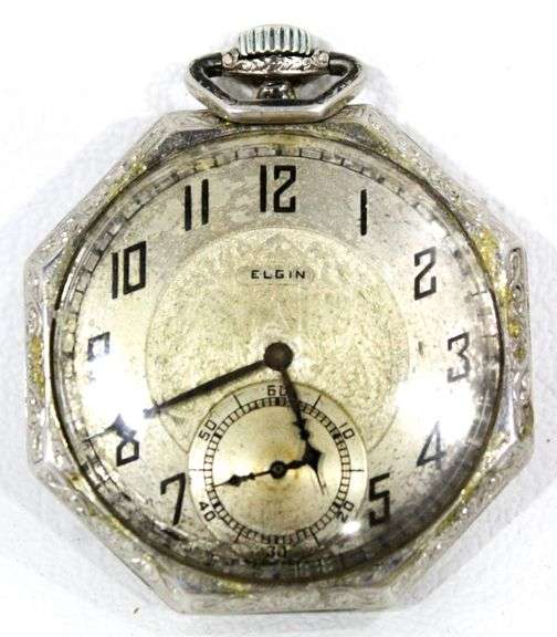 Octagonal Elgin Pocket Watch , Base metal Case , 15 Jewels , Serial 30408301 , circa 1928 ...