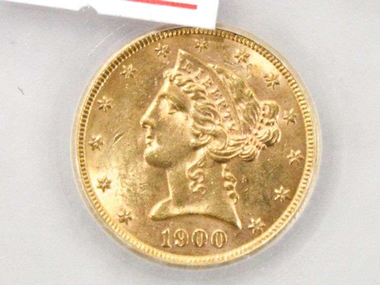 1900 $5 US Gold Coin , SEGS Graded MS 63 - Bunting Online Auctions