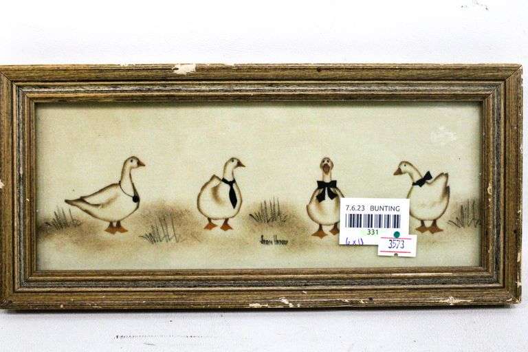 Jean Henry - Watercolor - Folk Art Theorem Work with Ducks - Gallery ...