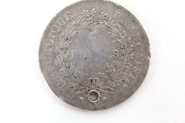 1795 French 5 Franc coin , From of the last few years of the French ...
