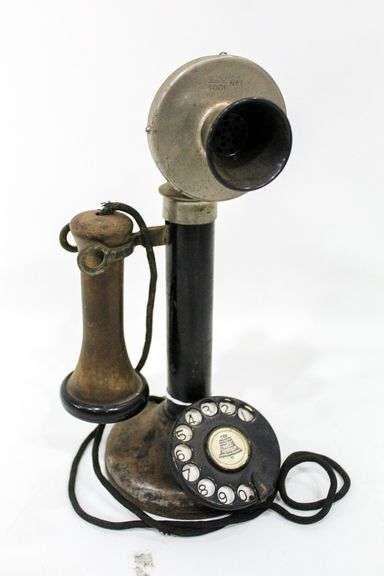 Brass 1910 American Bell Telephone Candlestick - Bunting Online Auctions