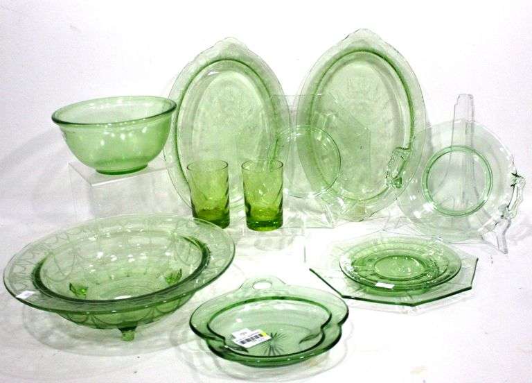 Vintage Green Glass Collection: Hocking Uranium Glass "Cameo/Ballerina ...