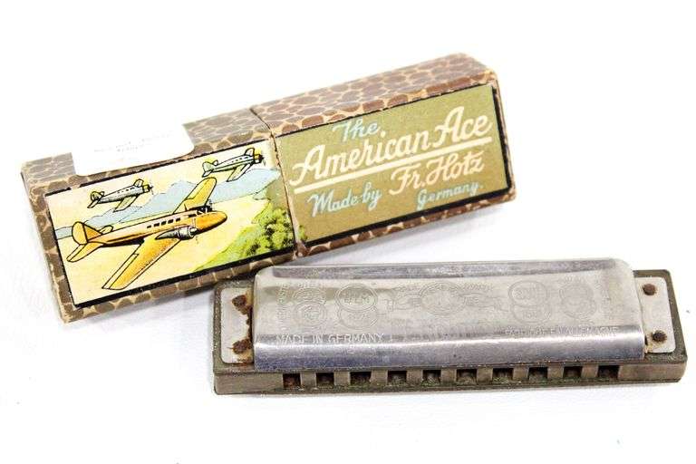Vintage FR Hotz American Ace 1940s Harmonica Made in Germany - and - Vintage M Hohner Marine ...