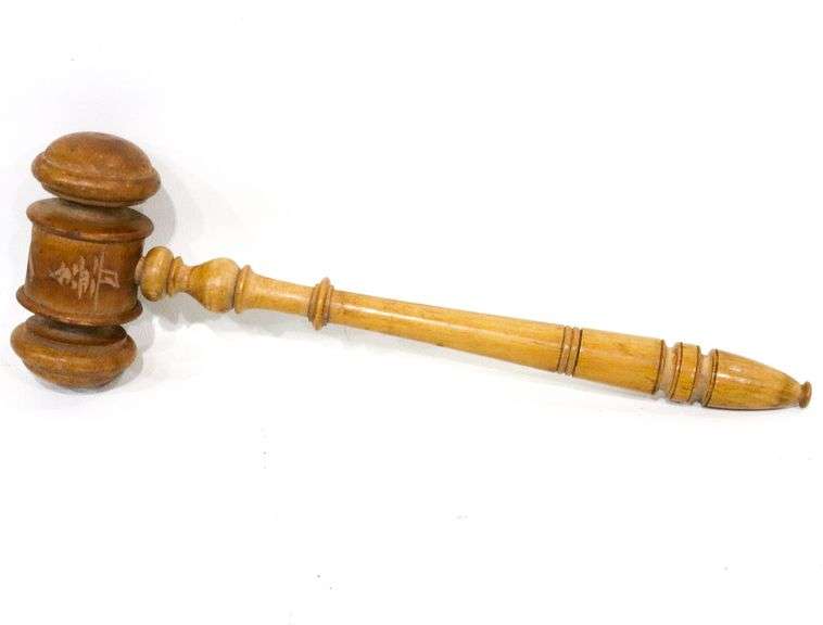 Masonic Hand-Carved Gavel Vintage - Bunting Online Auctions