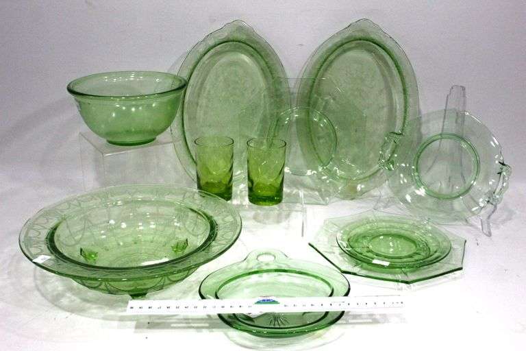 Vintage Green Glass Collection: Hocking Uranium Glass "Cameo/Ballerina ...