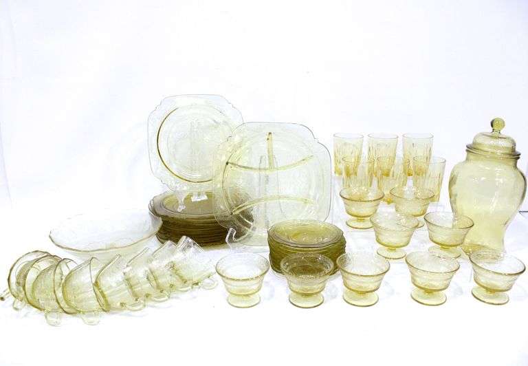 Vintage Indiana Glass Recollection Amber Yellow Federal Madrid Pattern ...