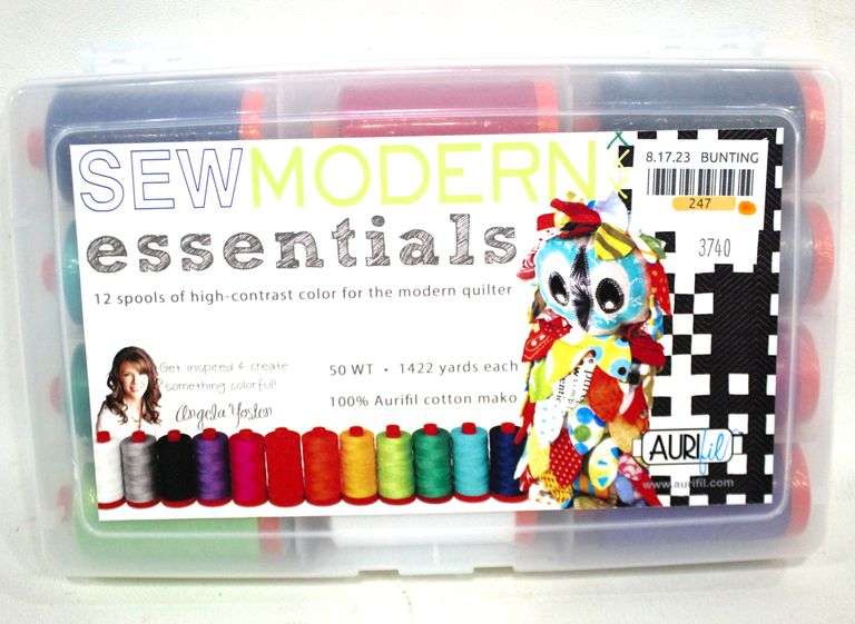 New - Case containing 12 new spools of Aurifil cotton thread - Modern ...
