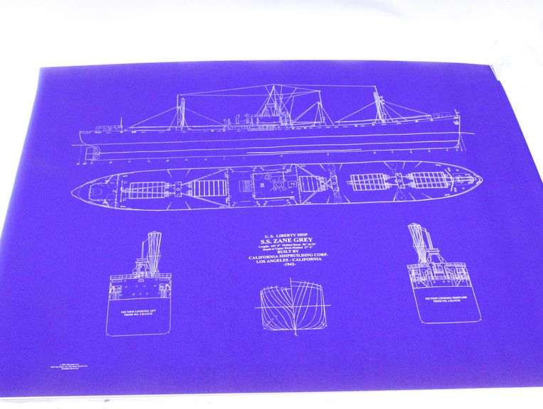 Ship Blueprints - Frameable - "U.S. Liberty Ship S.S. Zane Grey" Built ...