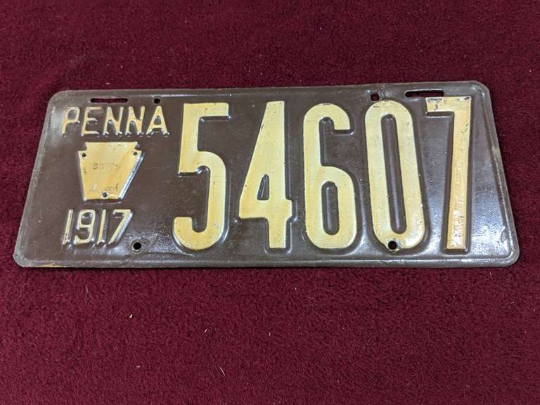 1917 PENNA LICENSE PLATE - Bid On Estates Auction Services