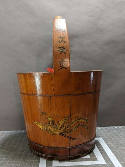 LARGE WOODEN CHINESE BUCKET - Bid On Estates