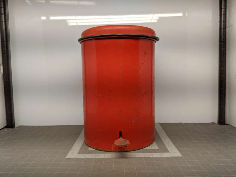 Small Red Metal Trash Can - Bid On Estates Auction Services