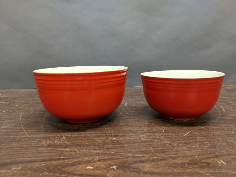 2 Hall's Superior Red Ceramic Bowls - Bid On Estates Auction Services