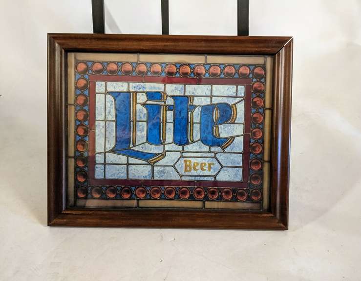 Miller Lite Stained Glass Style Bar Sign - Bid On Estates Auction Services