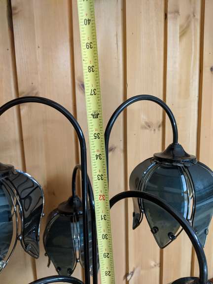 Large Table Lamp with Drooping Etched Glass Flower Shades. - Bid On ...