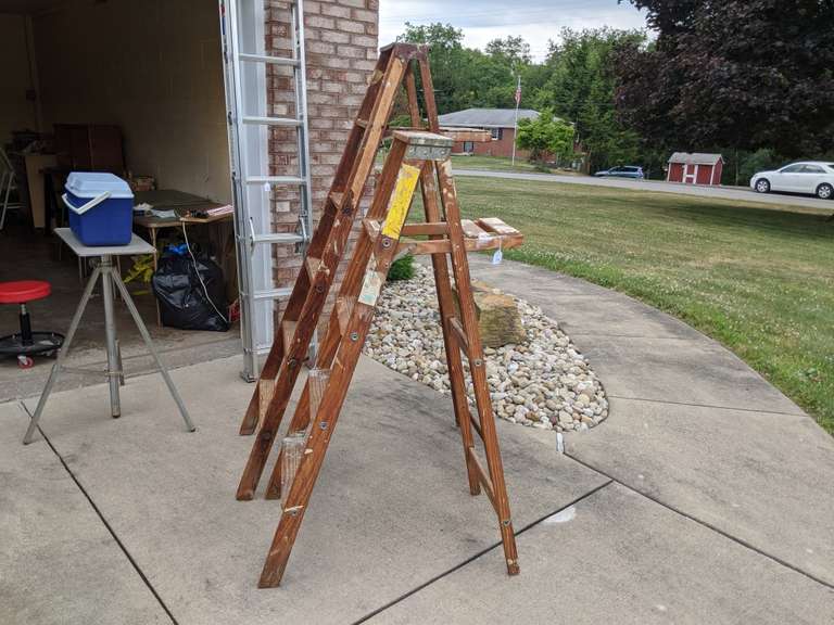 2 Wooden A-Frame Ladders - Bid On Estates Auction Services