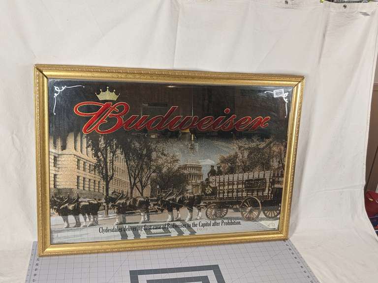 Large Budweiser Advertising Mirror - Bid On Estates Auction Services
