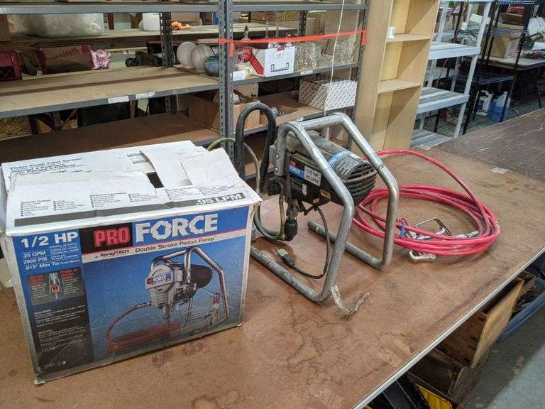 PRO FORCE PAINT SPRAYER (POWERED ON AND MOTOR RAN, BUT NOT TESTED WITH ...