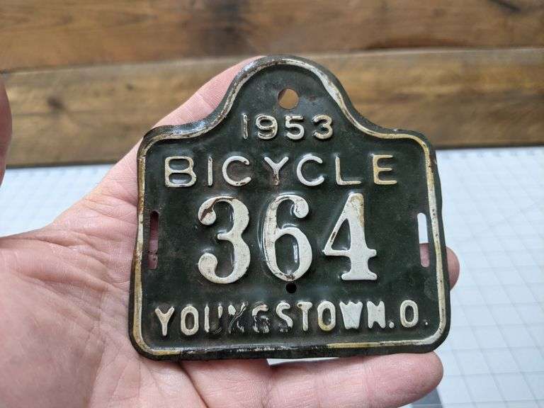 3 1950s Bicycle License Plates. Youngstown and Niles - Bid On Estates ...
